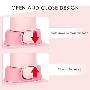 Adorila Square Water Bottle with Straw, Travel Transparent Canteen with Adjustable Strap, Leakproof Water Cup for Office School (Pink, 700ml)