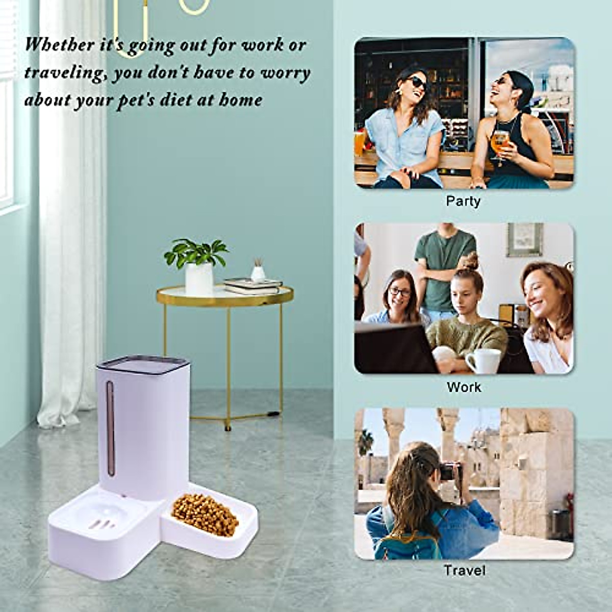 2 in 1 Gravity Cat Food and Water Bowl Set,Automatic Cat Feeder Water Dispenser for Dogs -All-in-One Pet Feeder for Small to Medium Dogs and Cats,Pets