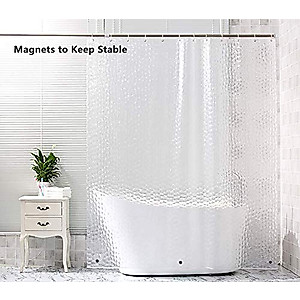 Ryhpez Shower Curtain Liner - Clear Shower Curtain Set with Hooks | 72"x72"