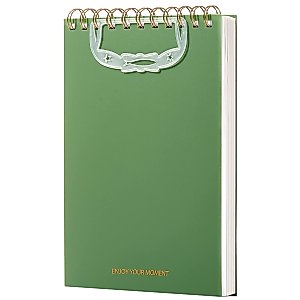 Yoment Top Spiral Notebooks,Top Bound Notebooks Lined 6"x 9",College Ruled Waterproof Cover Notepad,80 sheets(160 Pages),Durable Meeting Notebook for School and Office Business,Green