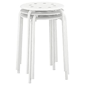 Ikea Marius Steel, Epoxy Powder Coating Stool (White), Set of 1