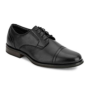 Dockers Mens Garfield Dress Cap Toe Oxford Shoe - Wide Widths Available, Black, 10.5 W