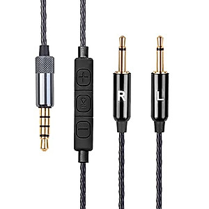 Saipomor HD202 Cord Replacement Audio Cable with in-line Microphone and Control Compatible with Sennheiser HD202 HD497 HD437 HD447 HD212 pro Headphones(Black)
