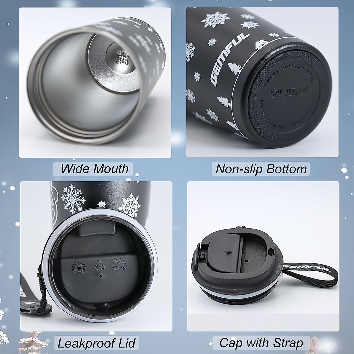 GEMFUL Travel Coffee Tumbler for Men Husband 17oz Reusable Insulated Mug Presents for Dad