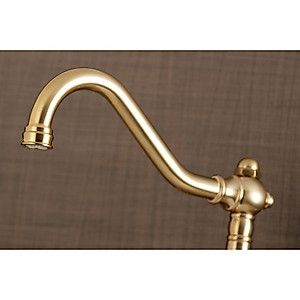 Kingston Brass KS3227AX Vintage 6" Adjustable Center Wall Mount Kitchen Faucet, Brushed Brass