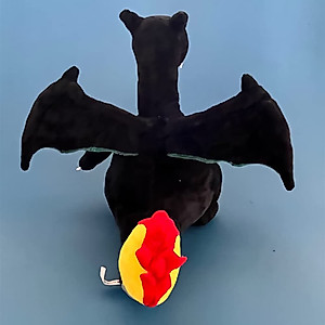 CHAOZI0Evil Winged, fire-Breathing Dragon Stuffed Animal Dinosaur Plush firedragon Toys, Throw Pillow, Companion for Boys and Girls, (Black)