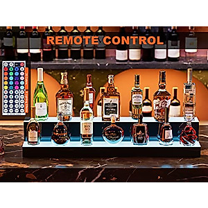Oarlike LED Liquor Bottle Display Shelf 40 in 2 Step Acrylic Lighted Bar Shelf W/RF Remote Controller Home Commercial Bar Countertop Display Stand