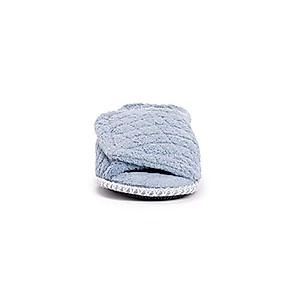MUK LUKS womens Women's Marylou Adjustable Open Toe Full Foot Slipper, Freesia Blue, Large US