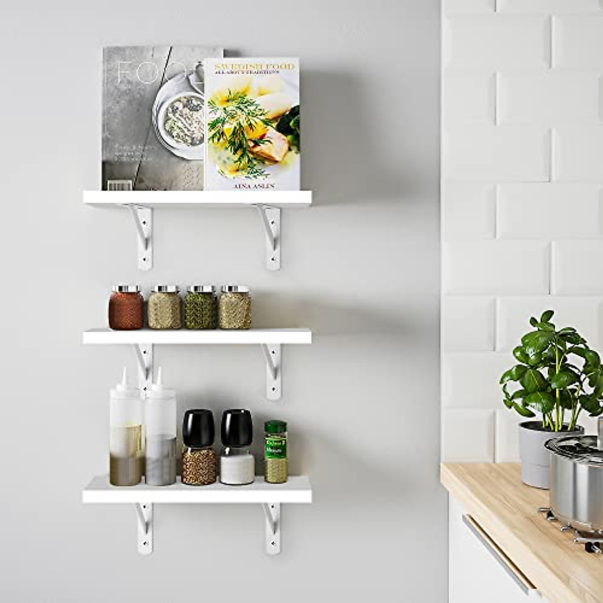 CITLOW White Floating Shelves Set of 3,Wall Shelves for Home Living Room Bedroom Study Decoration.