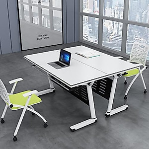 3 pcs Flip Top Mobile Training Table with Management & Lockable Wheels, Foldable Meeting Table for Conference Rooms,Training Rooms,Media Centers (Color : A, Size : 120 * 60 * 75cm)