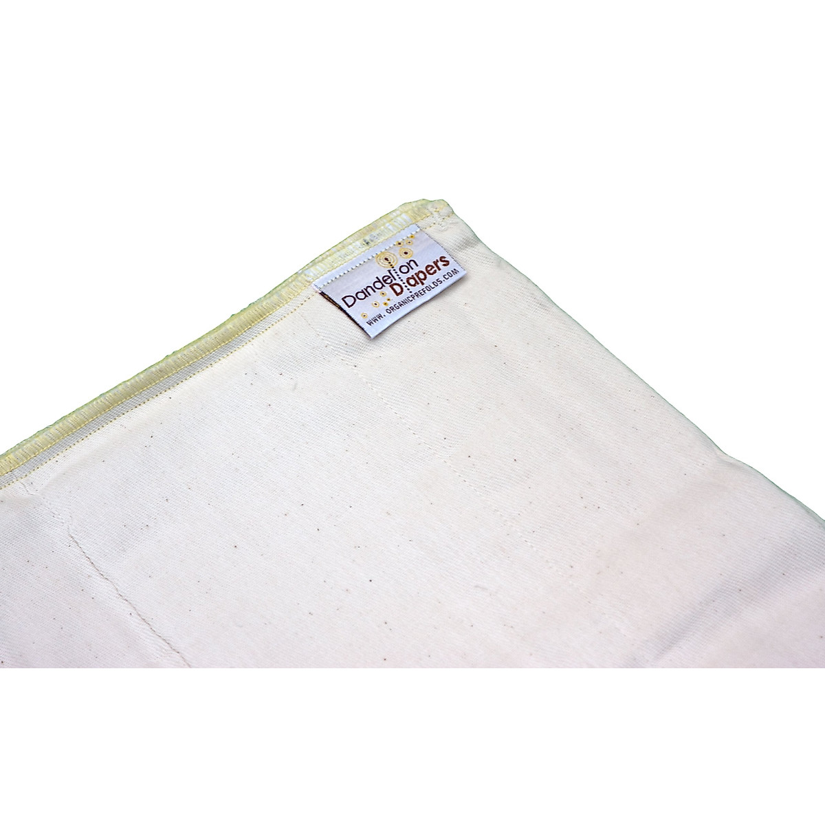 Dandelion Diapers Cloth Diaper Prefolds 100% Organic Cotton Natural Unbleached DSQ | Infant Size 2 | 6 Pack