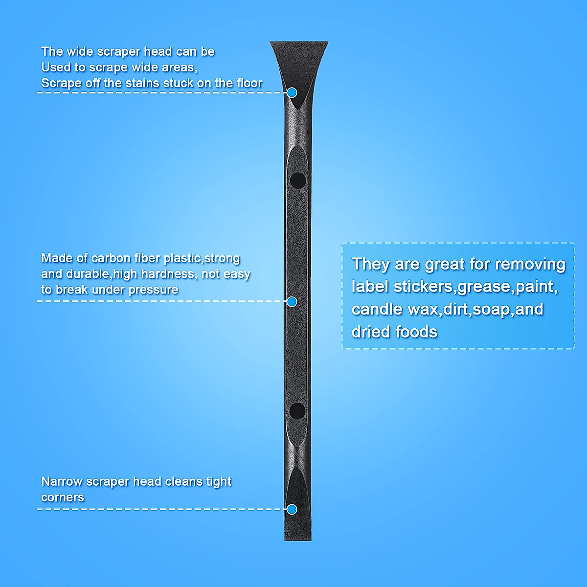 Honoson 6 Pcs Plastic Scraper Cleaning Tool Carbon Fiber Lottery Ticket Scratcher Tool Multi Purpose Stiff Scraper Pen Shaped Scraper for Tight Spaces, Kitchen, Crevices, Food, Paint(Black)