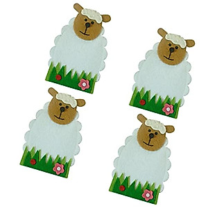 shamjina 4X Easter Sheep Cutlery Holder Bags Spoon Silverware Bags Table Decor