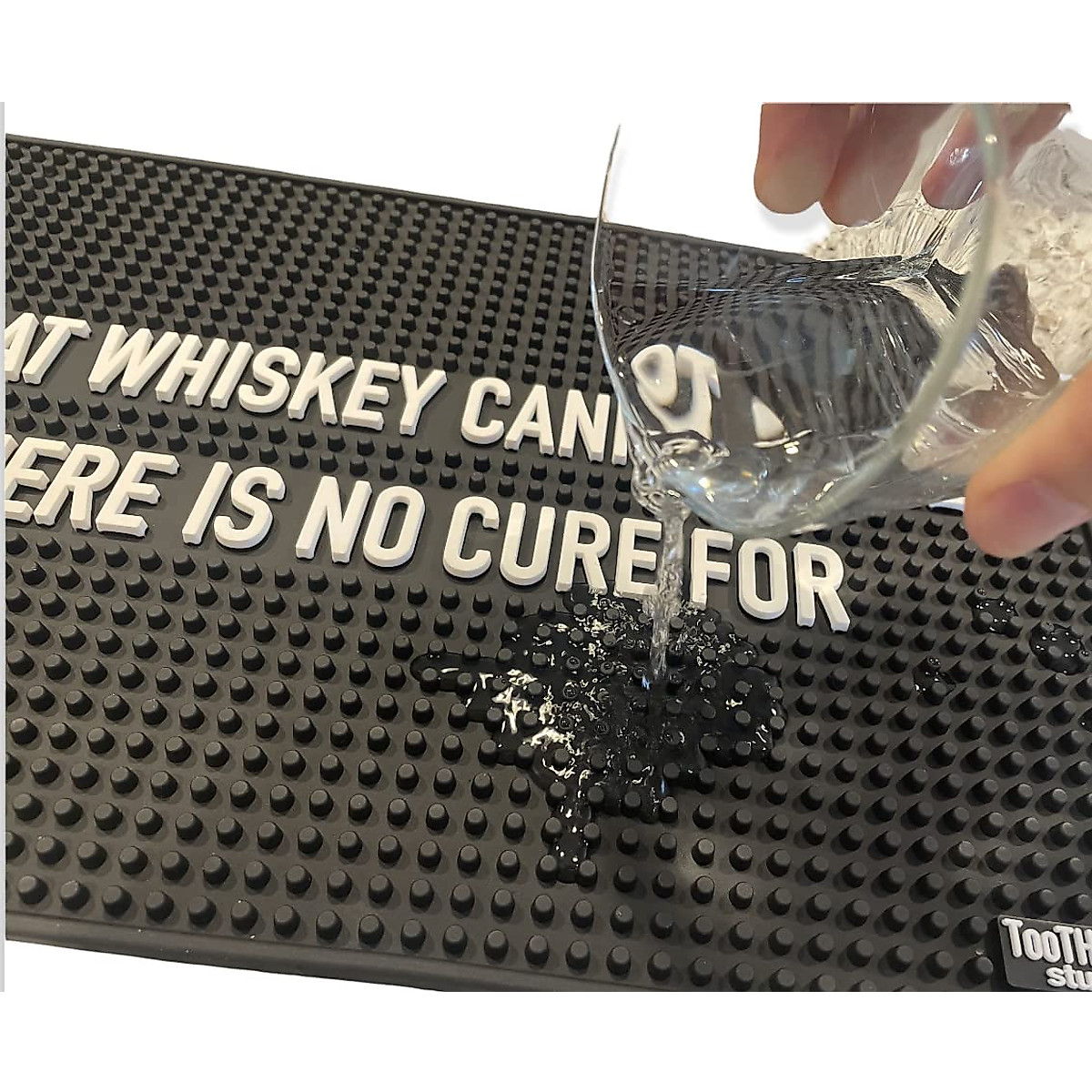 What Whiskey Cannot Cure There is No Cure for 17.7" x 11.8" Funny Bar Spill Mat Rail Countertop Accessory Home Pub Decor Slip Resistant Durable Covering for Craft Brewery Kitchen Cafe and Restaurant