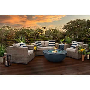 AKOYA Outdoor Essentials 42" Outdoor Propane Gas Fire Pit Table Bowl in Gray (Caribbean Blue)