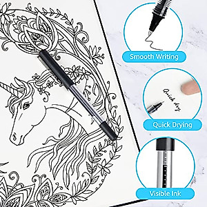 Rollerball Pen Fine Point Pens: 16 Pack 0.5mm Extra Thin Fine Tip pens Black Gel Liquid Ink, Rolling Ball Point Writing Pens for Note Taking, Signature, Office, Journaling, Stationary Supplies