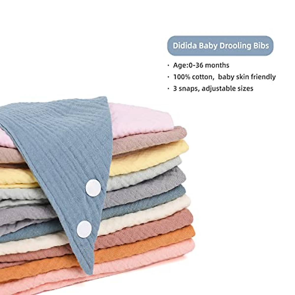 Muslin Baby Bandana Drool Bibs for Drooling and Teething Eating 12 Colors Cotton Bibs for Newborn Girls Boys Unisex Stylish