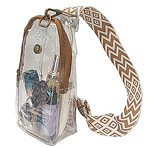 Clear Crossbody Bag Stadium Approved Clear Bag， PVC Crossbody Backpack with Adjustable, for Sports Concert Prom Party Present