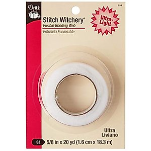 Dritz Stitch Witchery, Ultra Light Weight fusible bonding Web, 5/8-Inch X 20-Yards, White