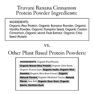 Truvani Vegan Pea Protein Powder | Banana Cinnamon | 20g Organic Plant Based Protein | 20 Servings | Keto | Gluten & Dairy Free | Low Carb | No Added Sugar