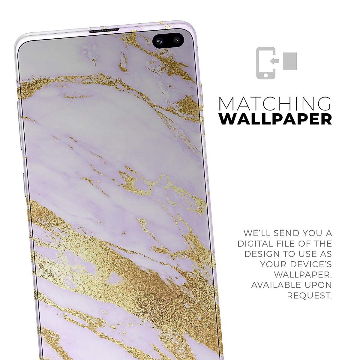 DesignSkinz Purple Marble & Digital Gold Foil V7 Protective Vinyl Decal Wrap Skin Cover Compatible with The Samsung Galaxy S20 (Screen Trim & Back Glass Skin)