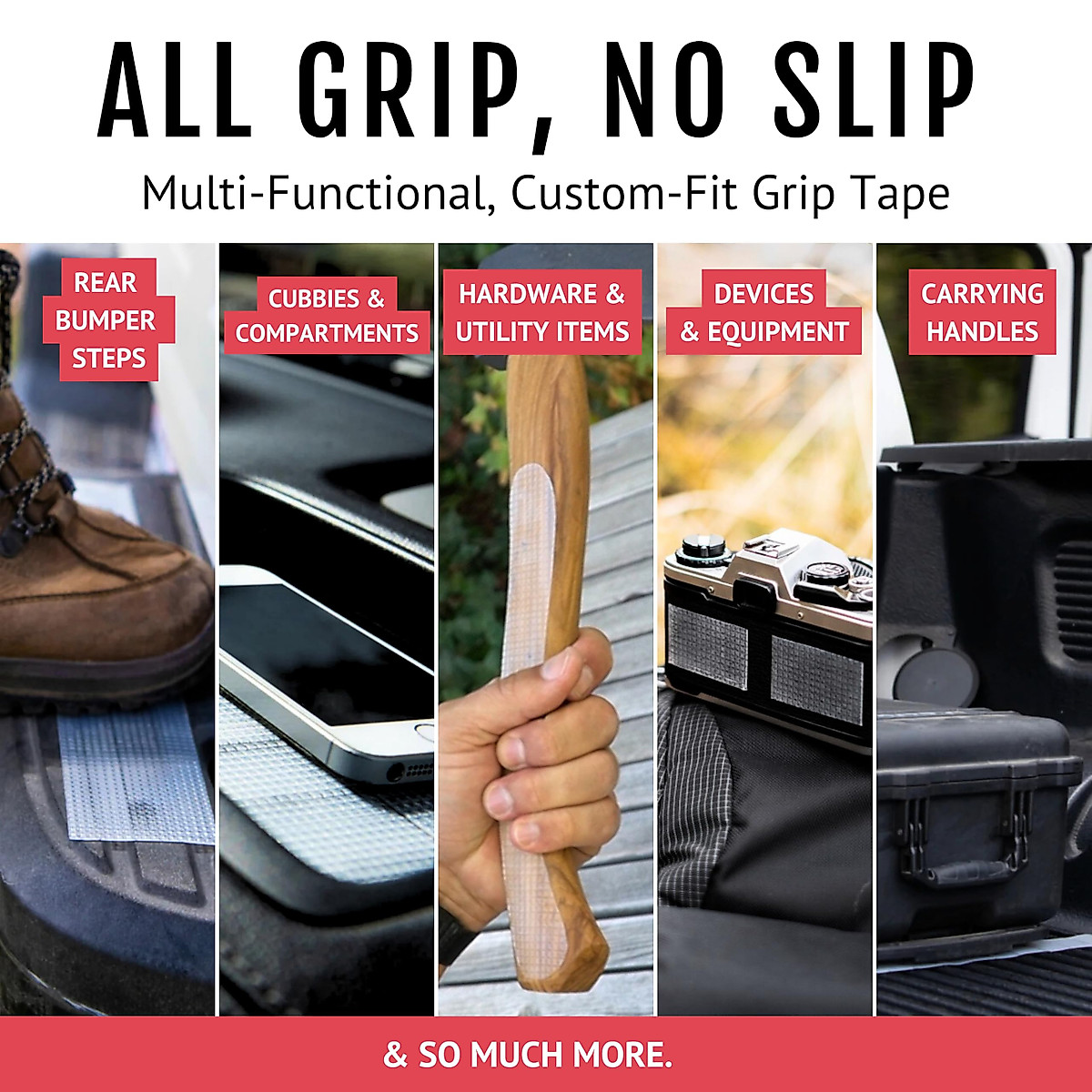 CATTONGUE GRIPS Non-Abrasive Grip Tape Heavy Duty Waterproof Anti Slip Tape for Indoor & Outdoor Use - Thousands of Grippy Uses: Home Goods, Hardware, Accessible Home and More! (Black Tape)