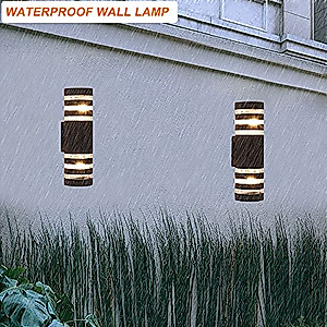 Outdoor Light Sconce Modern, Exterior Wall light Porch Light Up and Down Semi Cylinder Light Fixtures by Aluminum Finish and Tempered Glass Cover for Patio Garage Garden Corridor, Black(Semi cylinder)