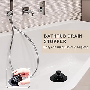 Black Universal Bathtub Drain Stopper Lift and Turn Conversion Kit, Wellup Bath Tub Drain Stopper with Easy to Install, Replaces Tip-Toe and Lift and Turn, Trip Lever drains for Tub (Matte Black)