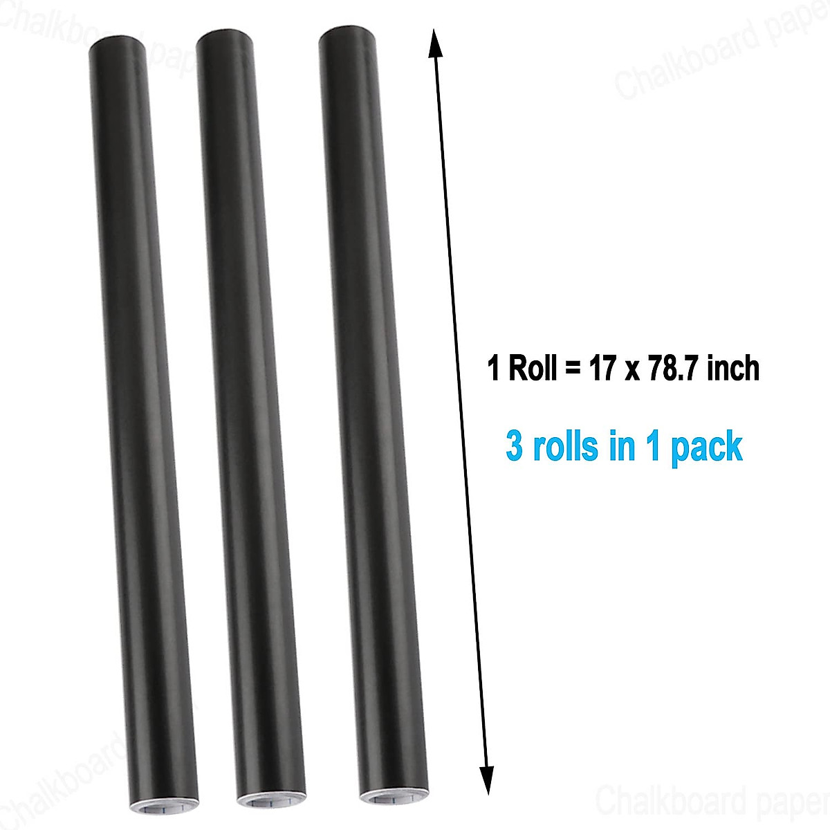 3 Rolls 17” x 78.7” Chalkboard Contact Paper - Adhesive Blackboard Wall Decal Vinyl Stickers, 15 Chalks Included