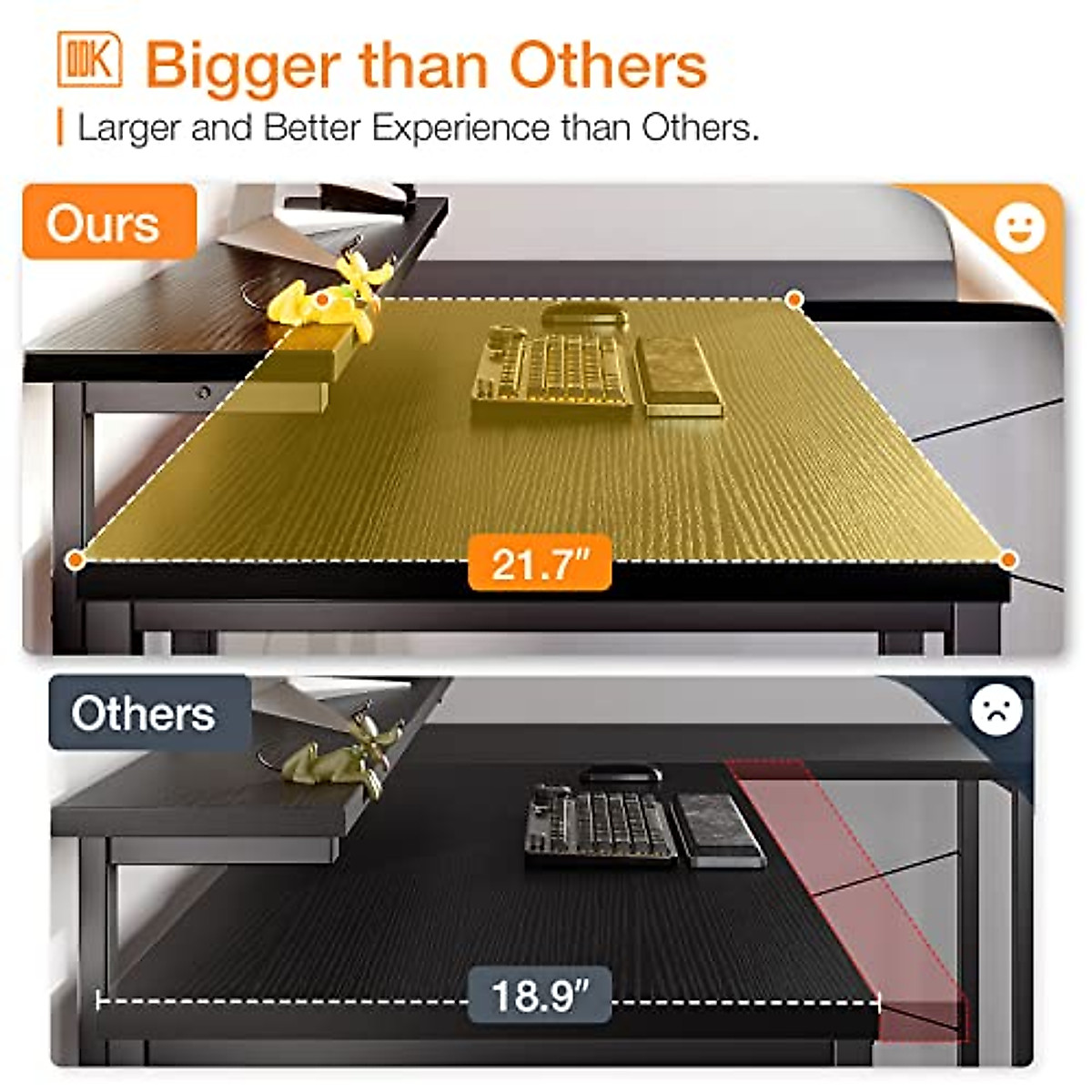 ODK L Shaped Desk with Monitor Stand, 61 Inch Home Office Desks with Storage Printer Shelves, Reversible Corner Gaming Desk with Bookshelf for Bedroom, Black