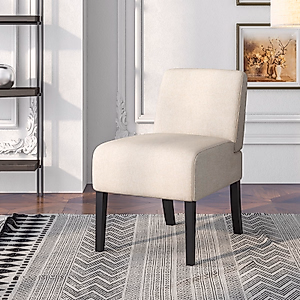 Giantex Armless Accent Chair Set of 2, Upholstered Living Room Chair with Rubber Wood Legs, Modern Slipper Side Chair, Reading Chair for Living Room, Bedroom, Waiting Room, Office, Small Spaces, Beige