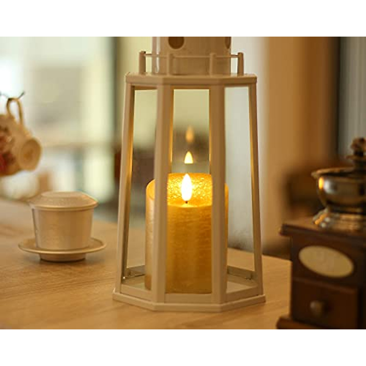 COVEGE Flickering Flameless Candles with Timer, Remote Control Candles Set of 3, LED Battery Operated Candles for Christmas Home Decoration, Gold