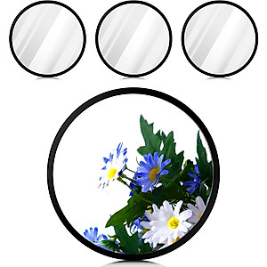 Yookeer Round Black Mirror Set of 4 Sticky Locker Mirror Self Adhesive Acrylic Mirror for Home Bathroom and Locker Accessories,6 Inches