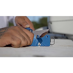 CUDA Diamond Pocket Sharpener #23062 | Compact Portable Sharpener with Integrated Line Cutter, Bottle Opener, & Hook Sharpening Grooves