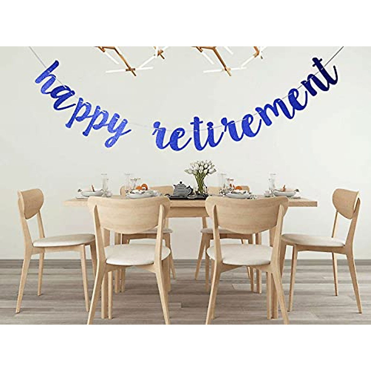 StarsGarden Happy Retirement Banner, I'm Retired, Goodbye Tension Hello Pension, Goodluck We Will Miss You Retirement Party Hanging Paper flag(Blue)