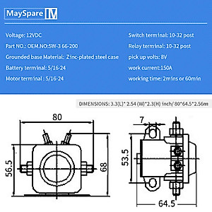 MaySpare Starter Solenoid Relay Sw-3 Fit Ford Jeep Lincoln Mercury 4 Terminal Hot Rod Starter Solenoid Relay Heavy Duty 12V