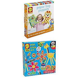 ALEX Toys Alex Discover Paper Bag Puppets Little Hands Pop Stick Art Craft Kit