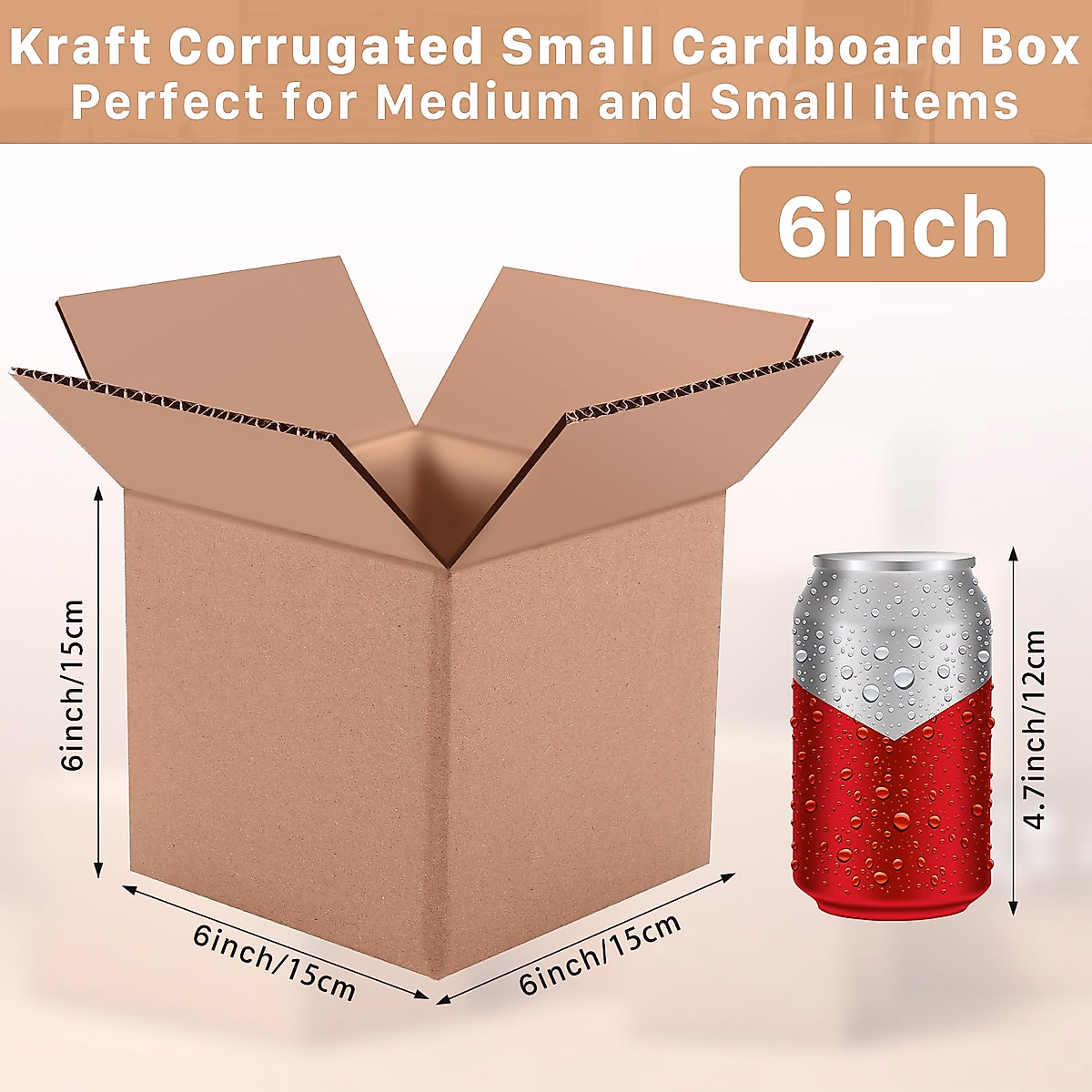 JEFHOMKIT 25 Pack Shipping Boxes 6x6x6 Inch,Small Shipping Boxes,Small Corrugated Cardboard Boxes,Cube Kraft Mailing Box,Kraft Corrugated Small Cardboard Boxes for Mailing Packing Small Business,Brown