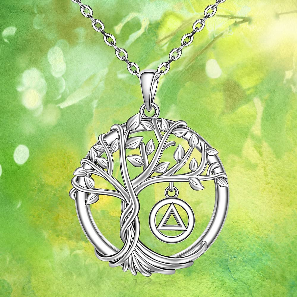 Sobriety Necklace for Women Sterling Silver Tree of Life Necklaces Symbol Pendant Recovery Alcoholics Sobriety Healing Jewelry Gift