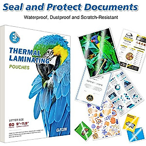 Qfun Laminator Machine and Laminating Pouches Bundle, 9-inch Lamination with Letter Size Laminating Sheets, 3mil 80pack