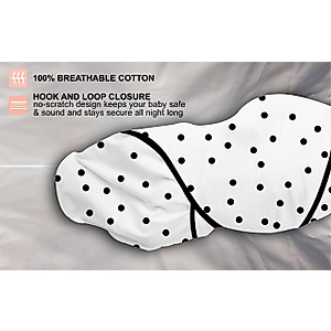 Who's That Baby 2 Pack Adjustable Baby Swaddles 0-3 Months for Newborn Boys and Girls with 2 Baby Mitten Sets, Organic Cotton | Grey and White with Black Polka Dots, Small, SB-001