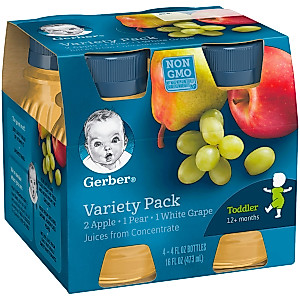 Gerber Juice Fruit 2 Apple, 1 Pear, 1 White Grape Juices from Concentrate Variety 16 Fl Oz (Pack of 6)