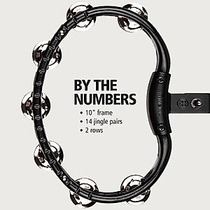 Meinl Percussion TMT2BK Mountable ABS Plastic Tambourine with Steel Jingles, Black