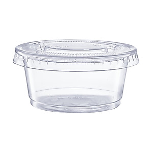Comfy Package [100 Sets - 2 oz.] Plastic Portion Cups With Lids, Souffle Cups, Jello Shot Cups