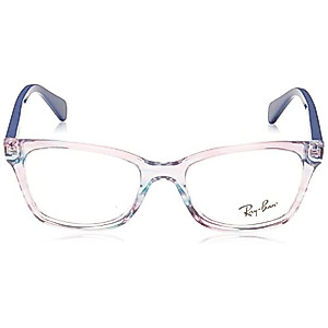 Ray-Ban Junior Girls' RY1591 Square Prescription Eyeglass Frames, Violet Striped Multicolor/Demo Lens, 48 mm