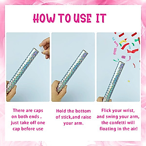 12 Pack Colorful Confetti Wands Handheld Confetti Flick Flutter Sticks Confetti Poppers for Wedding Birthday Graduation Baby Shower Anniversary Christmas New Year's Party Celebrations Supplies
