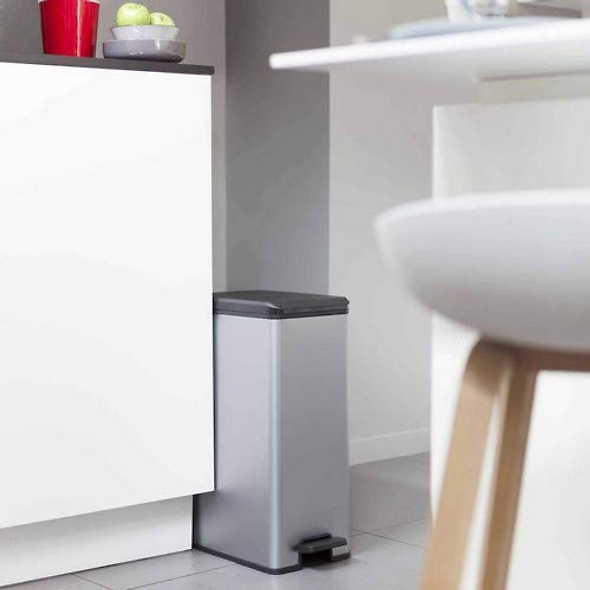 CURVER Deco Slim Rubbish bin, 40 l, Silver