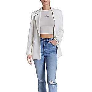 O A T NEW YORK Women's Plus Size Luxury Clothing Boyfriend Blazer with Front Button Closure, Versatile for Office Or Everday Wear, Off White, Large