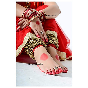 Art of Creation Ghungroo Kathak Dancing Bells Anklet Pair 25+25 Big Bells Anklet Musical Instrument For Classical Bharatnatayam Kuchchipudi Ghungroo From India (50 Bells Gold)