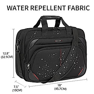KROSER Laptop Bag 17.3 Inch Premium Laptop Briefcase, Expandable Water Repellent Laptop Shoulder Messenger Bag Durable Computer Case for Business/Travel/Men/Women (Black/Red)